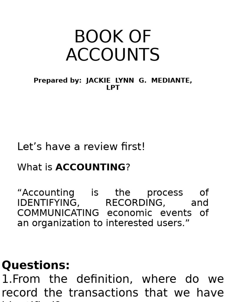 Book of Accounts | PDF | Debits And Credits | Bookkeeping