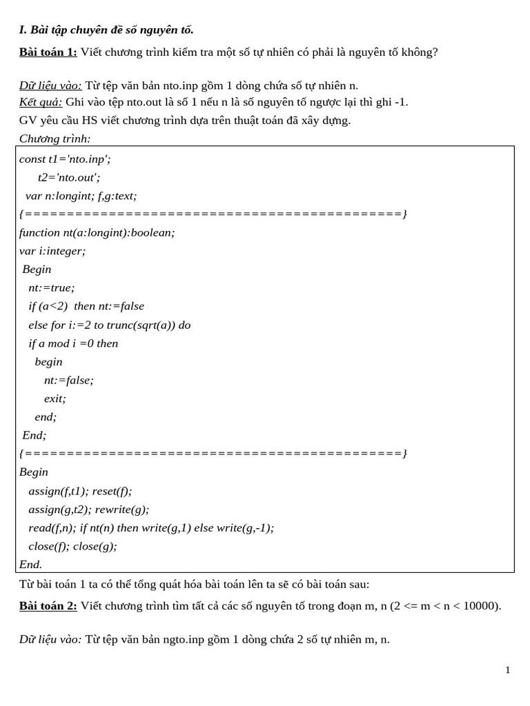 Bài Tập Chuyên Đề SNT | PDF