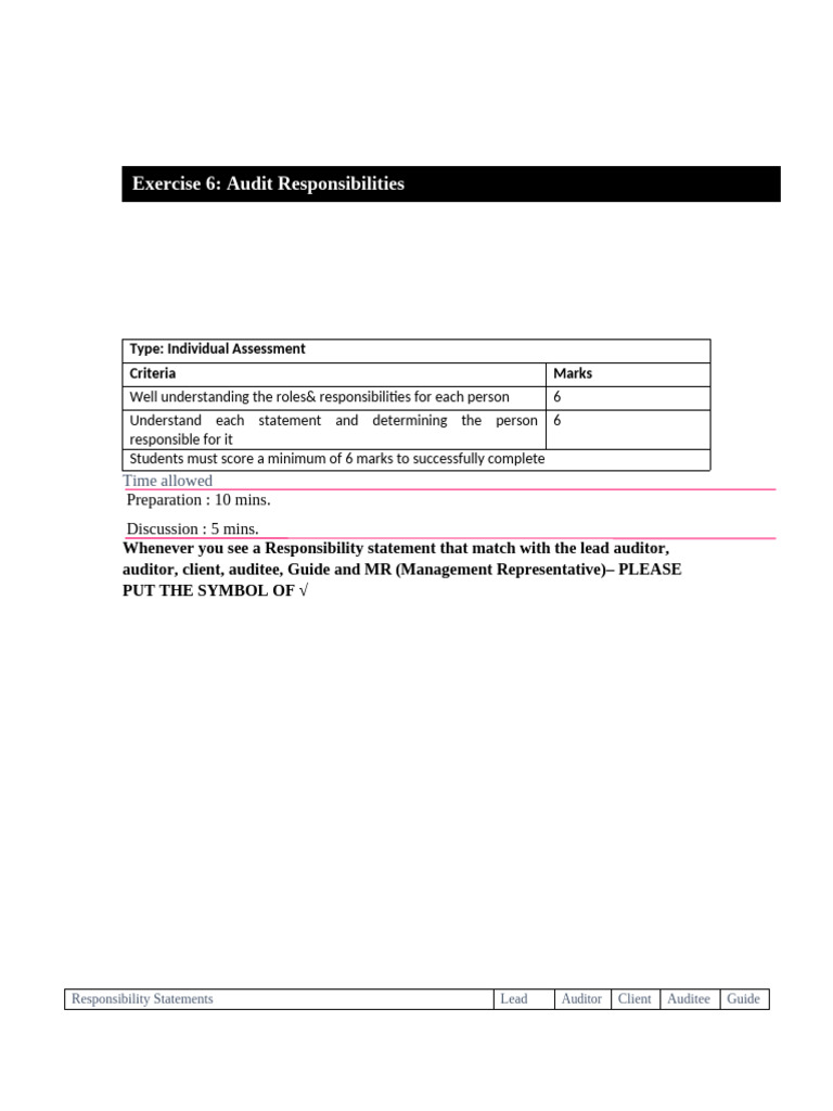 Exercise 6 Audit Responsibilities | PDF