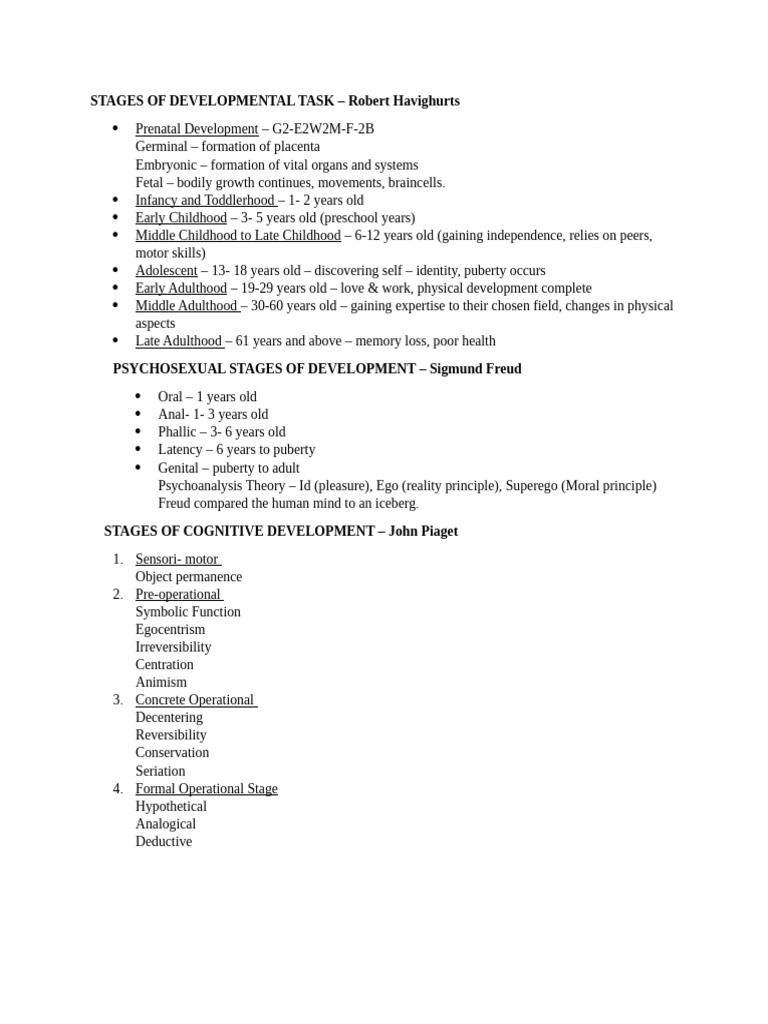 Stages of Developmental Task | PDF