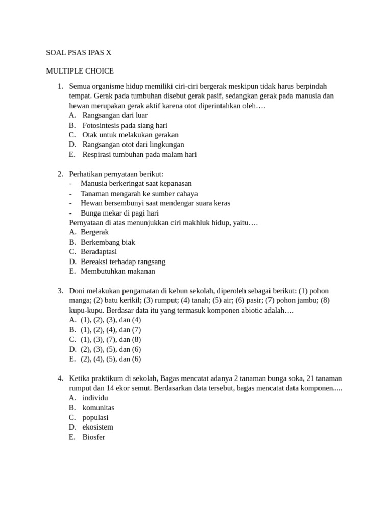 2024-2025 - Kisi-Kisi Soal Psas Gasal Ipas NKN - Tkpi - Appl | PDF | Griya & Taman