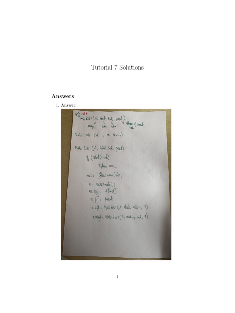 Tut 7 Solutions | PDF