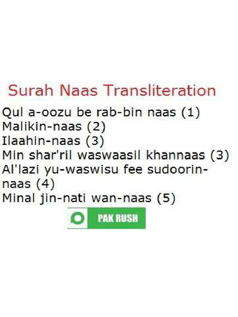 Surah Naas Transliteration | PDF