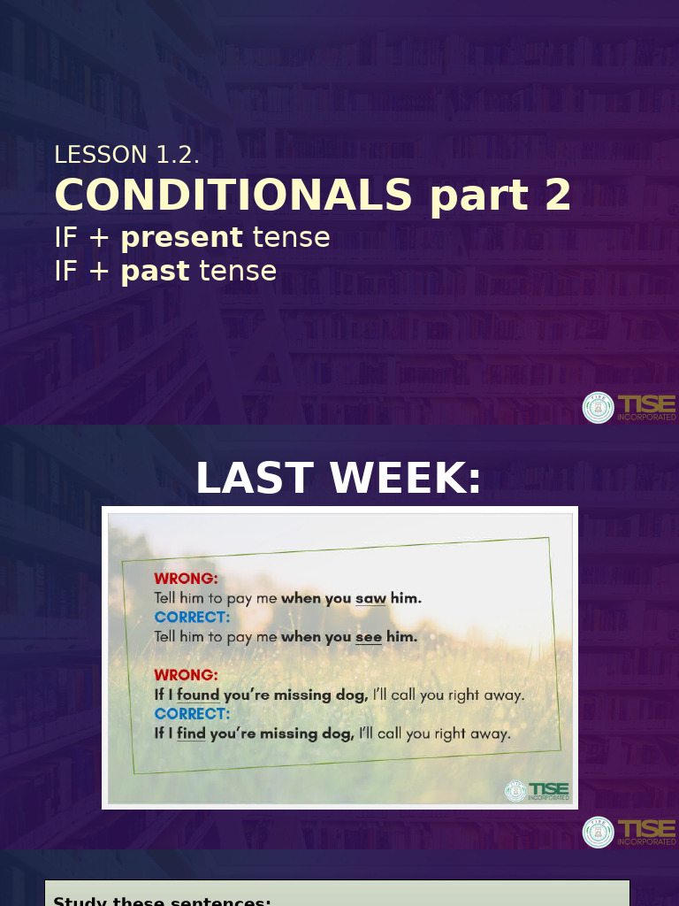 Lesson 1.2-Conditionals 2 | PDF | Language Arts & Discipline