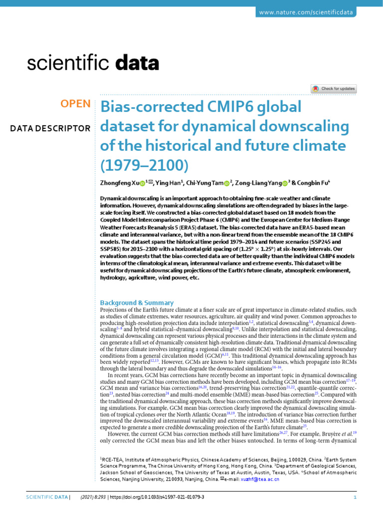 Bias-Corrected CMIP6 Global Dataset For Dynamical Downscaling of The ...