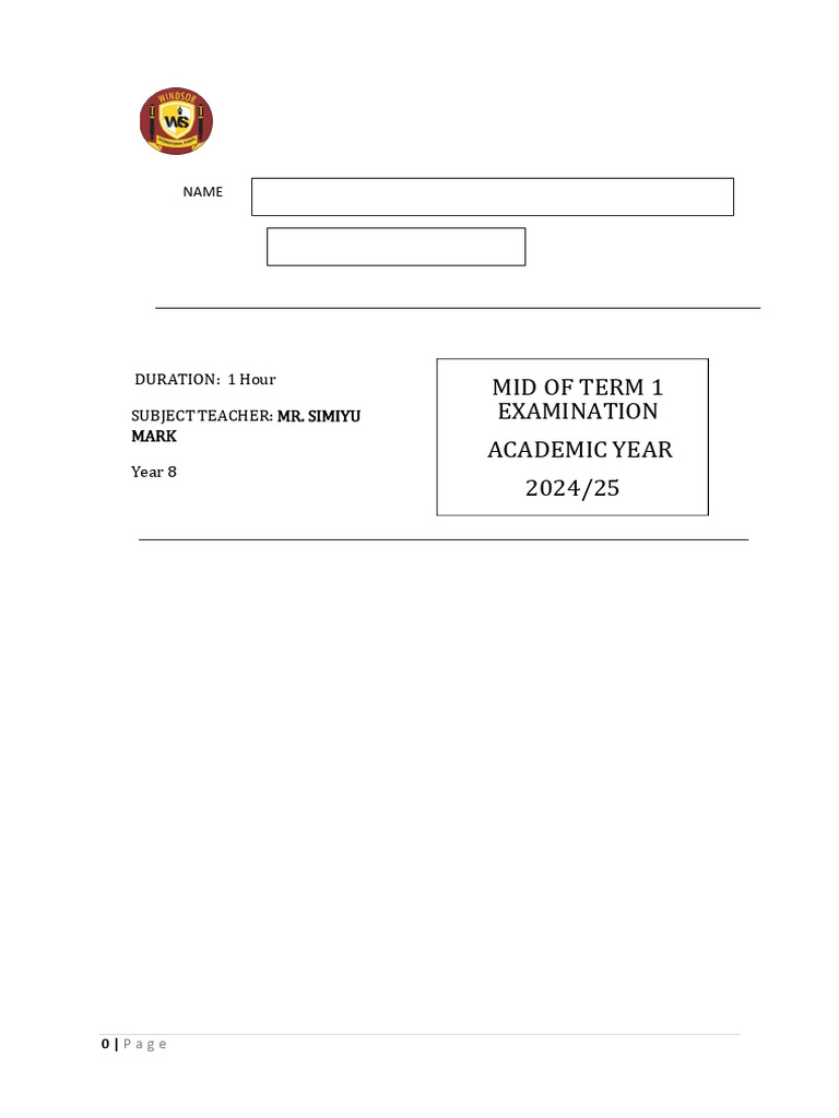Wis Y8 Ict Mid Term 1 2024251 | PDF | Data Management | Computing