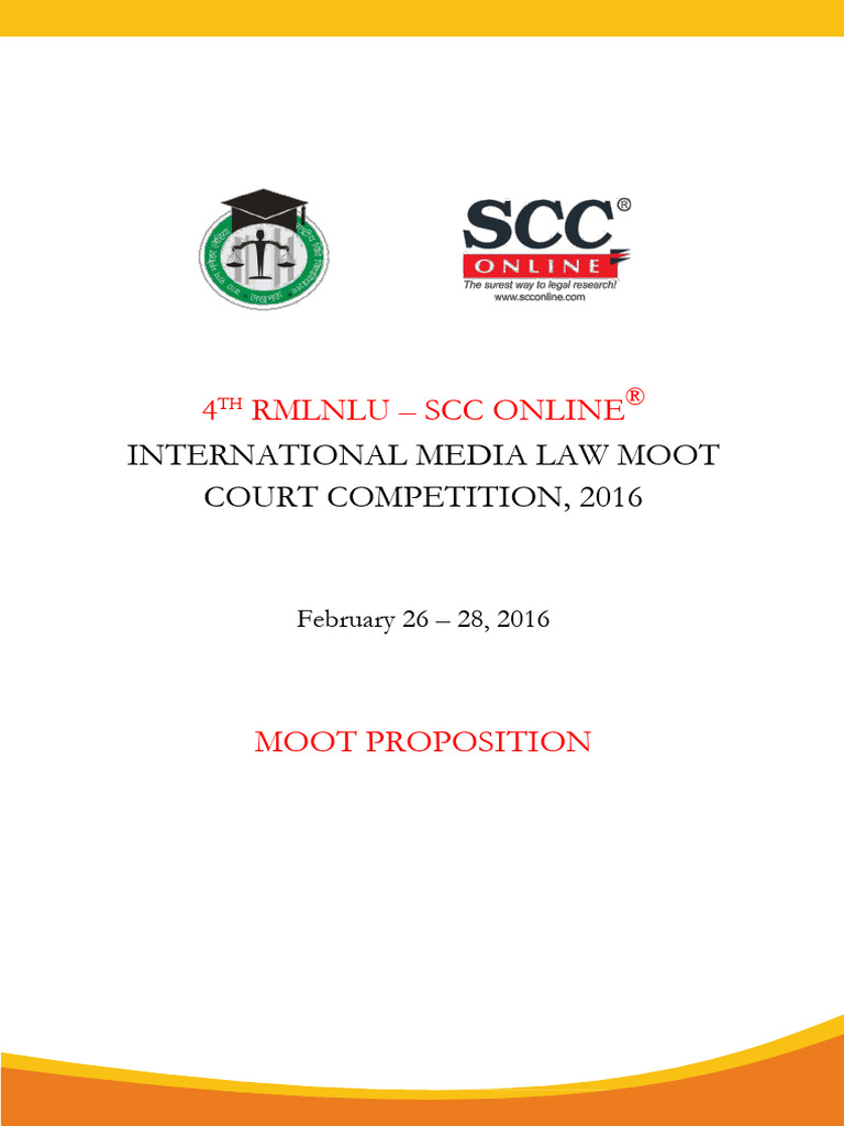 Rmlnlu-Scc Online Moot Proposition 2016 | PDF | Prosecutor | Justice