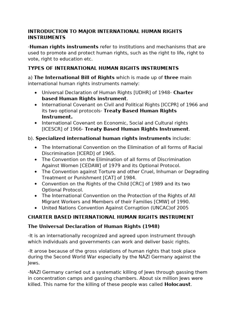 Introduction To Major International Human Rights Instruments | PDF ...