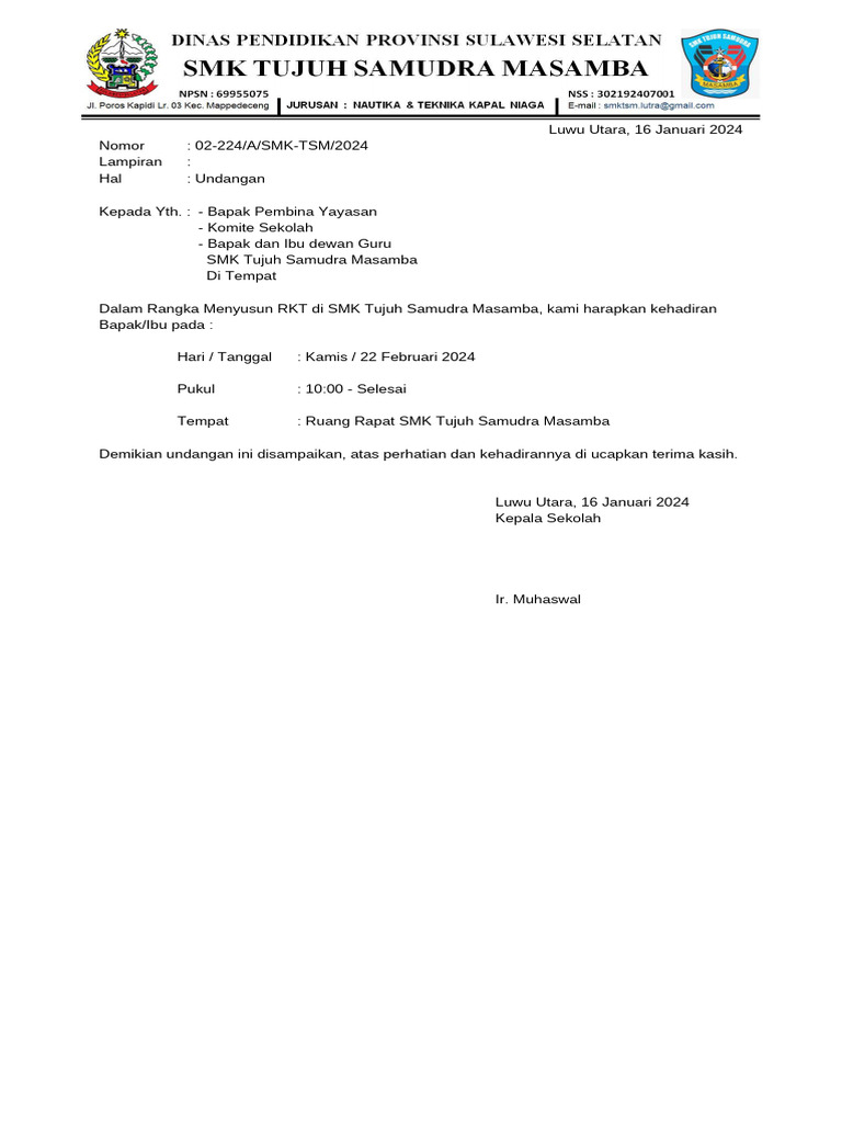 Rapat Undangan RKT | PDF