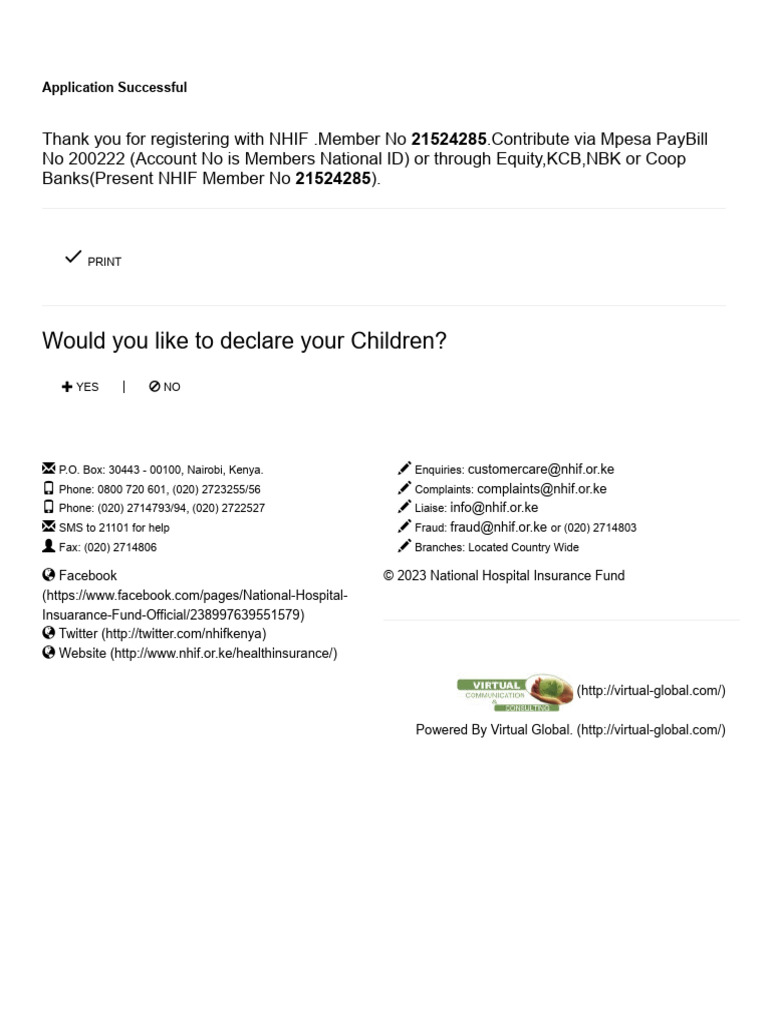 NHIF Registation | PDF | Business | Finance & Money Management