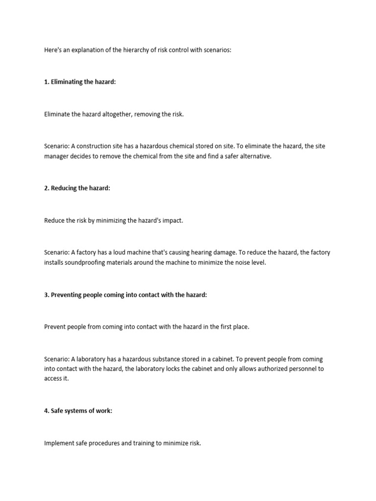 Hierarchy of Risk Control Explained | PDF