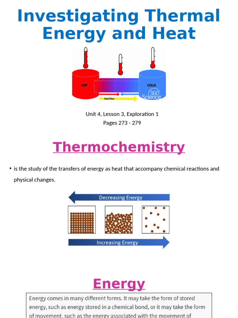 U4, L3, Expl.1 Investigating Thermal Energy and Heat | PDF ...
