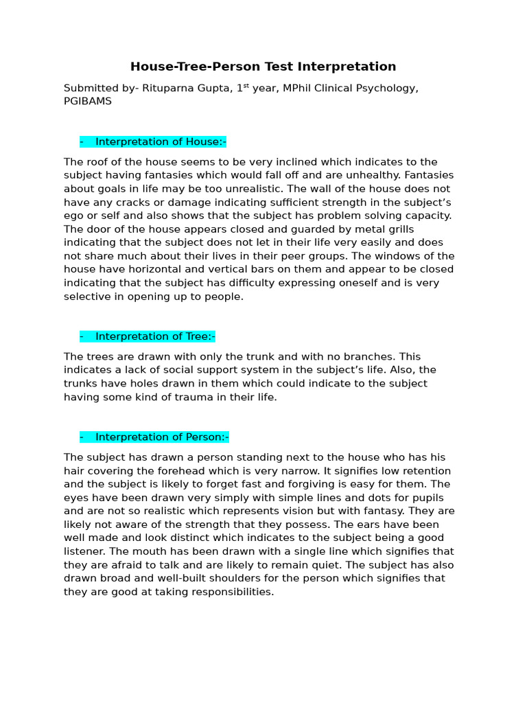 HTP Interpretation | PDF | Language Arts & Discipline