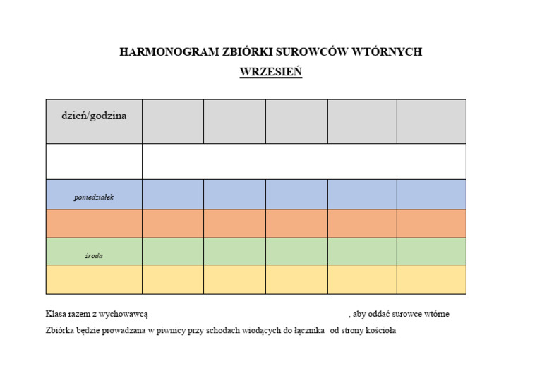 Harmonogram Zbiorki Surowcow Wtornych | PDF