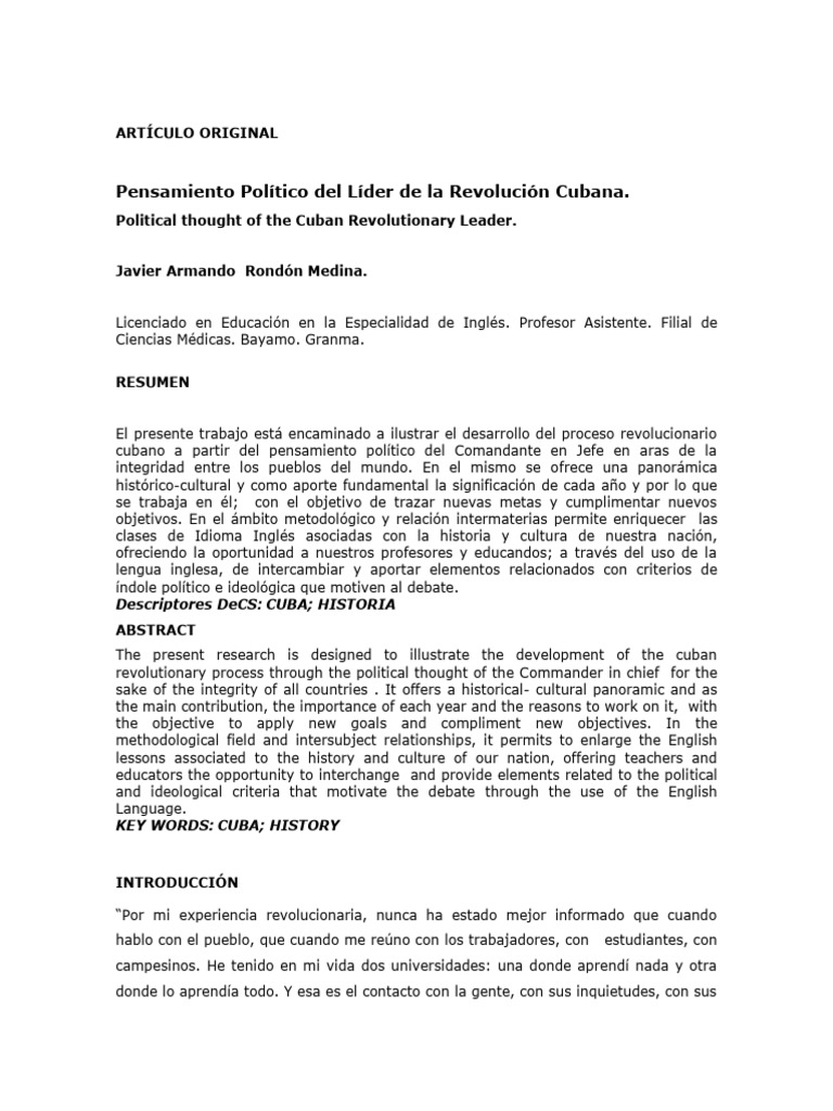 Areas Bajo Riego Los Arabos | PDF | Cuba | Pensamiento