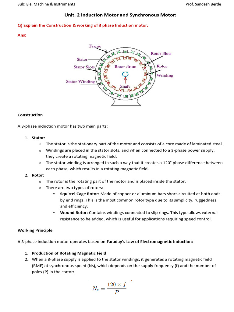 Ch-2 Induction&Syn. Motor | PDF | Electric Motor | Electromagnetic ...