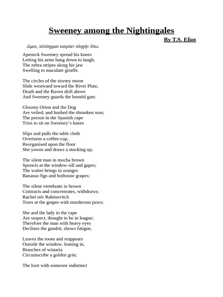 Sweeney Among The Nightingales | PDF | Art