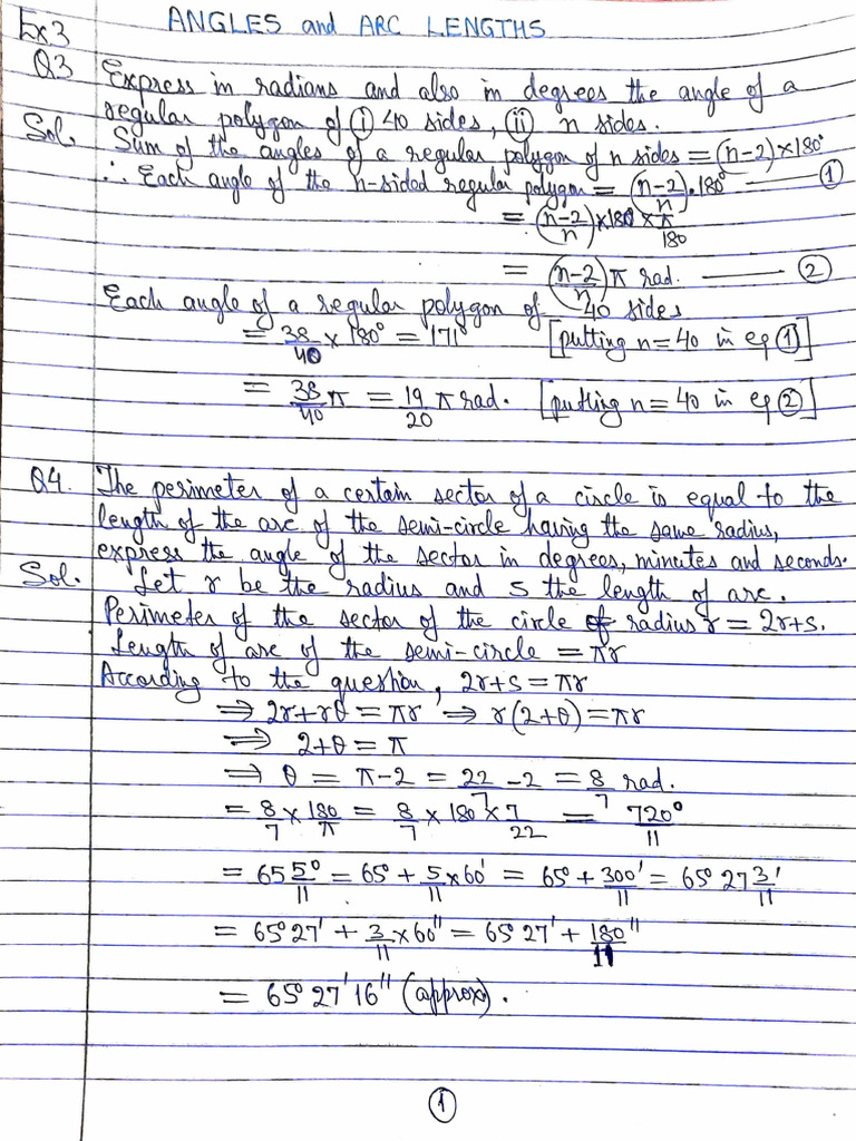 Angles and Arc Length Calculations | PDF