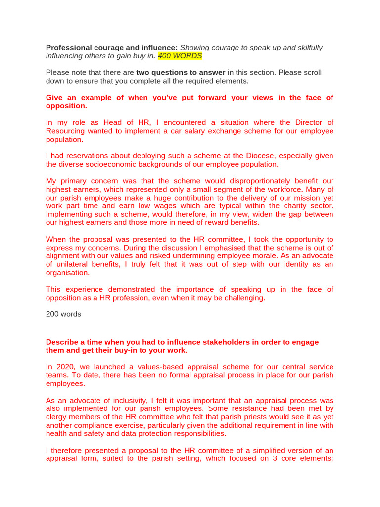 CIPD Professional Courage and Influence | PDF | Employment | Performance Appraisal