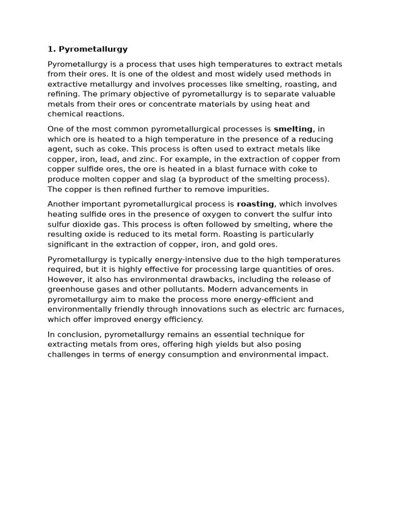 Pyrometallurgy | PDF | Science & Mathematics