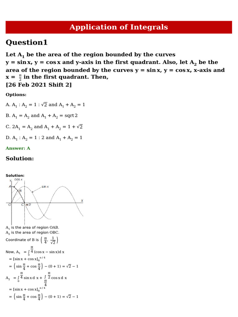 Application of Integrals | PDF | Mathematical Concepts | Mathematical Analysis