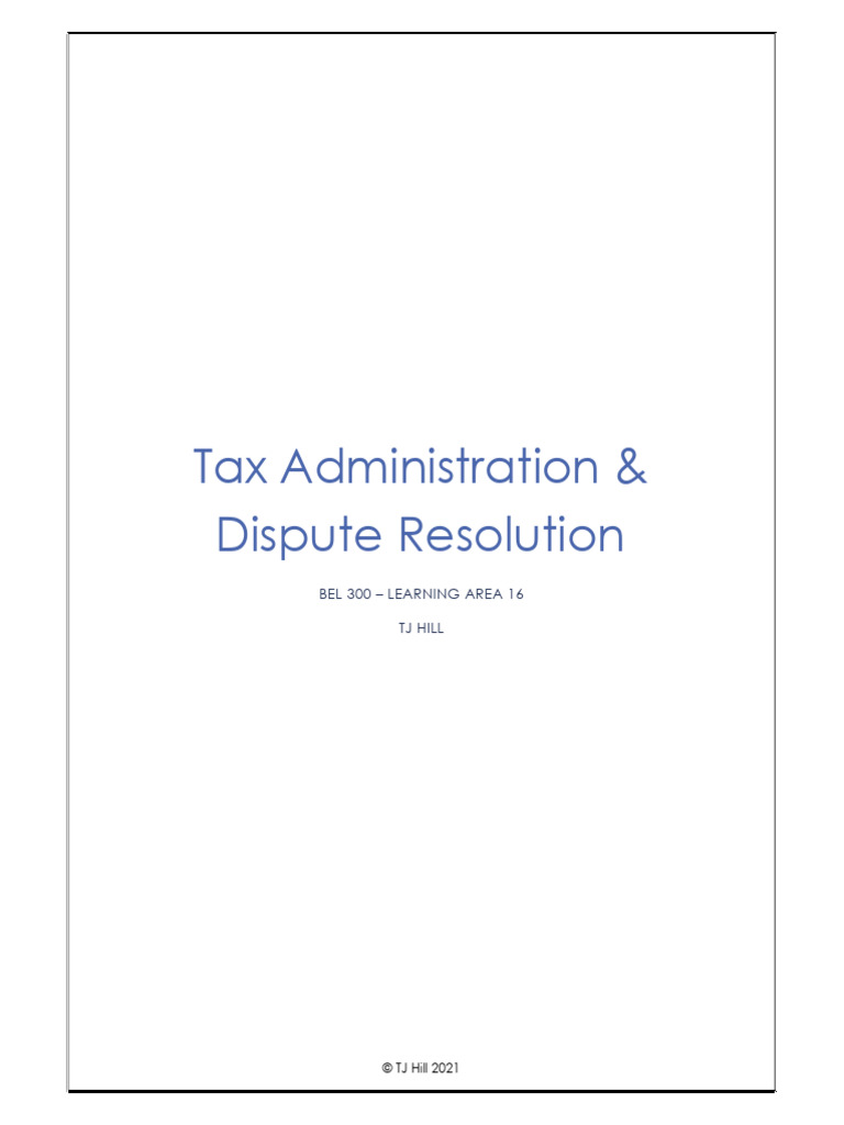 BEL 300 LA 16 - Tax Administration - Dispute Resolution 2021 | PDF ...
