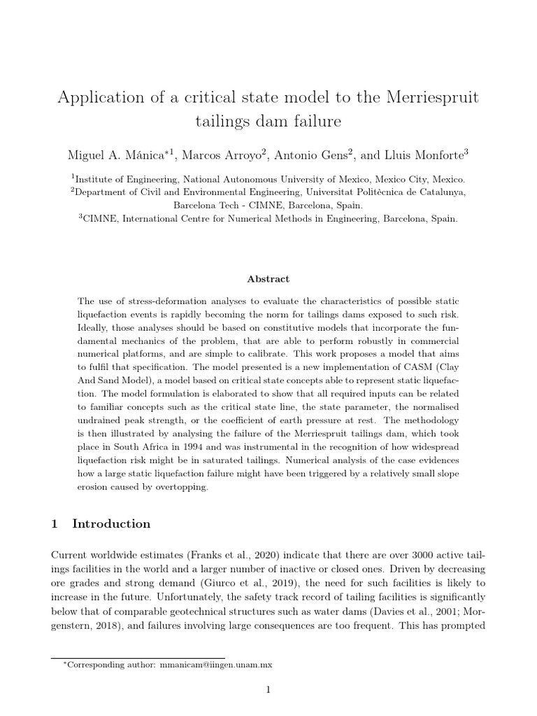 Application of A Critical State Model To The Merriespruit | PDF ...