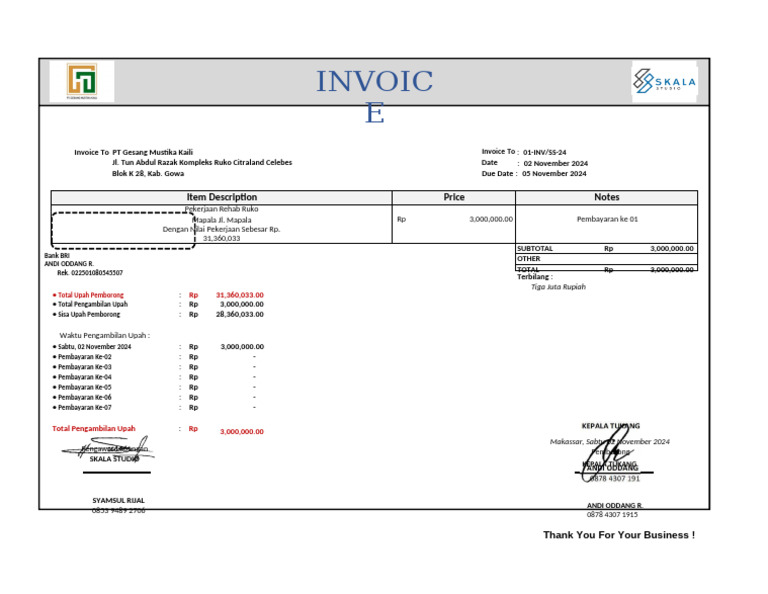 Invoice Interior (Andi. Oddang) | PDF