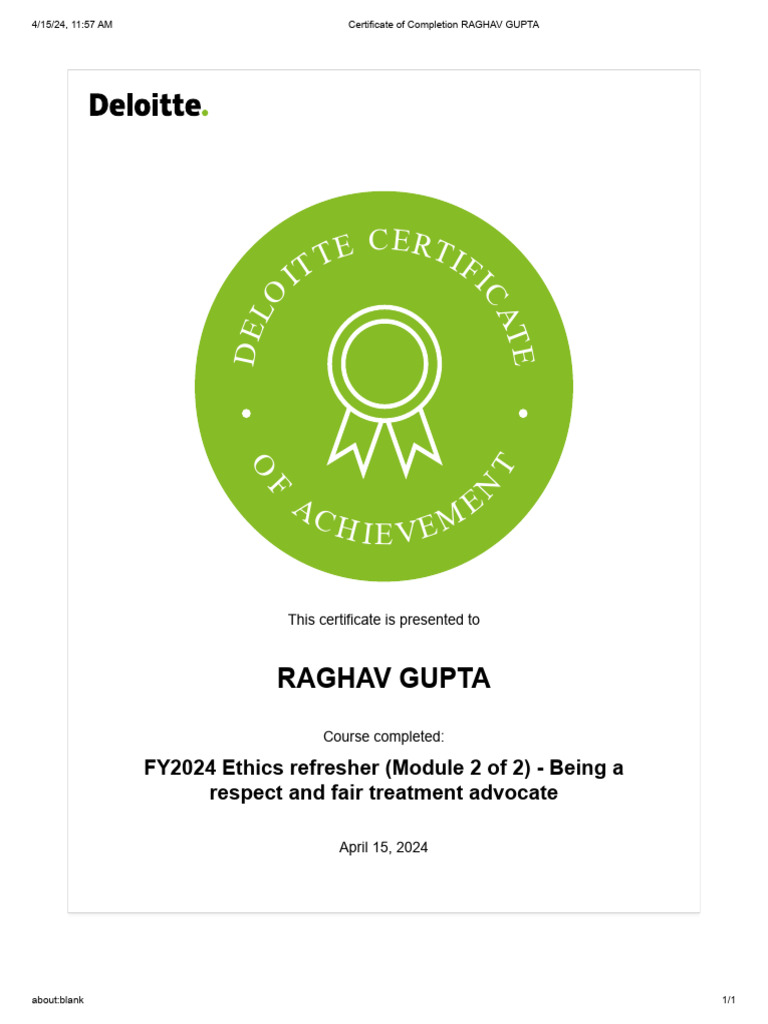 Biennial Certificate of Completion RAGHAV GUPTA | PDF Biennial Certificate of Completion RAGHAV GUPTA | PDF