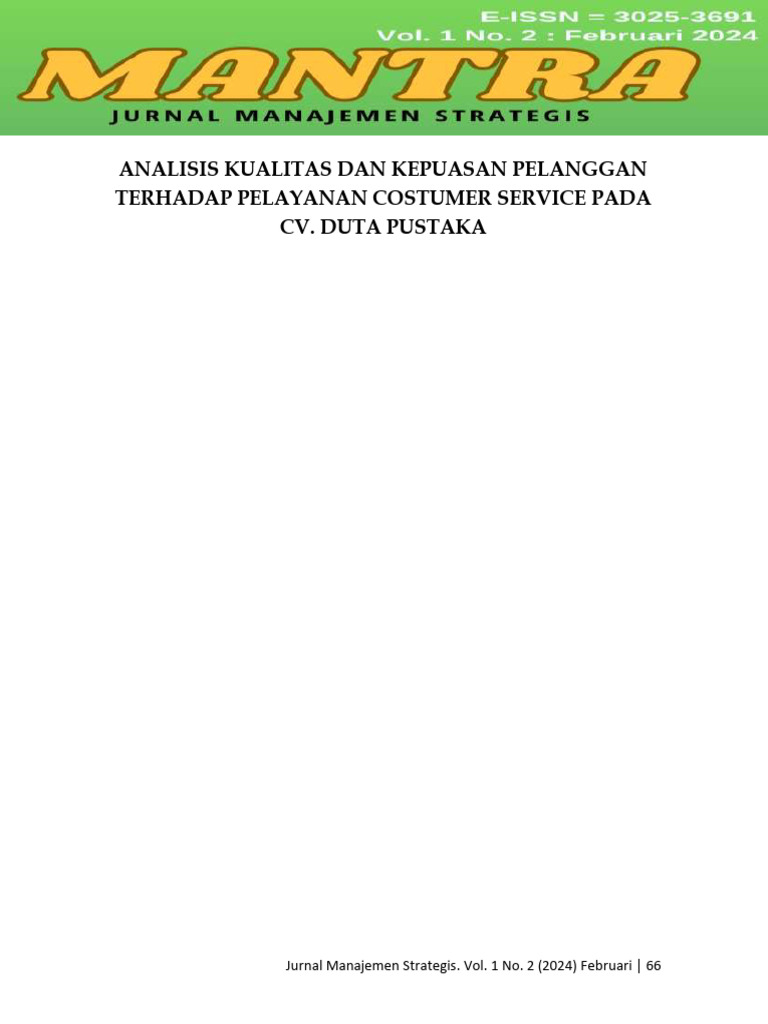 Analisis Kualitas Dan Kepuasan Pelanggan Terhadap Pelayanan Customer ...