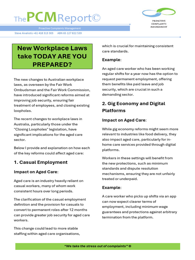 New Workplace Laws Take Effect Today Are You Ready | PDF | Employment ...