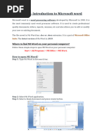 Introduction To MS Word | PDF | Microsoft Word | Application Software