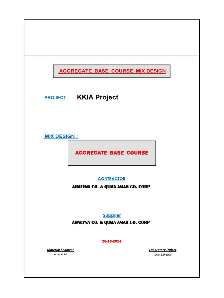 Aggregate Base Course Mix Design Report | PDF | Natural Materials | Soil