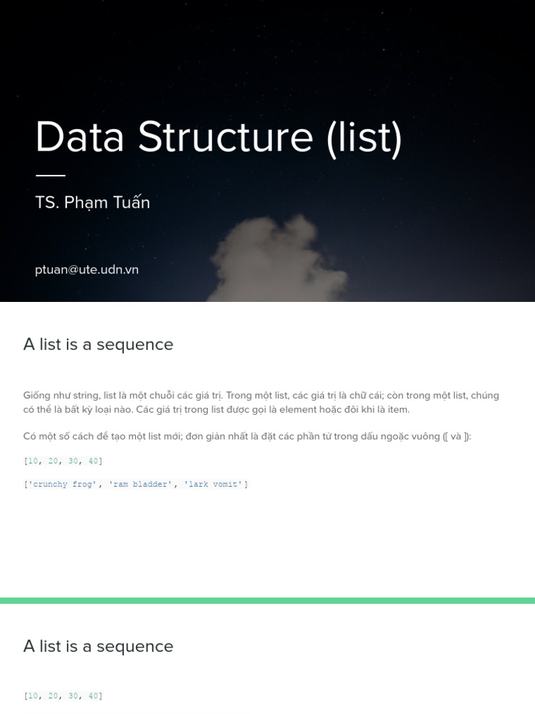 Tuần 3 - Data Structure (List) | PDF