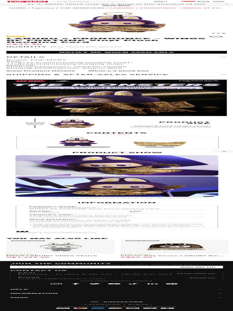 LABUBU × PRONOUNCE - WINGS OF FORTUNE Vinyl Plush Hanging Card - POP ...