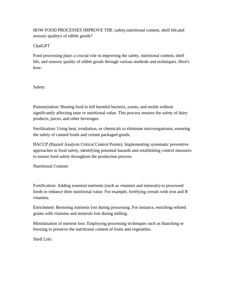Food Processing Chat GPT | PDF | Food Preservation | Canning