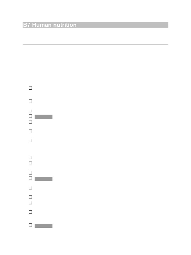 B7_Checklist | PDF | Digestion | Small Intestine