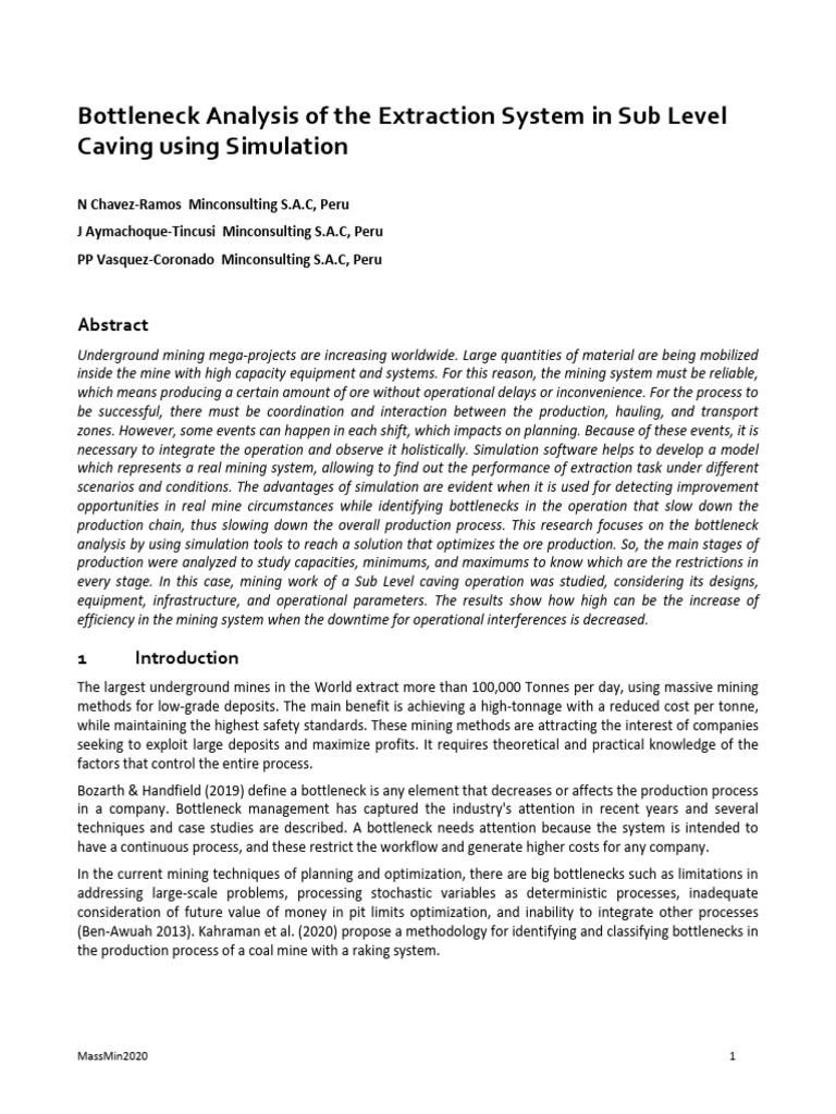 Bottleneck Analysis in Sub Level Caving | PDF | Simulation | Mining