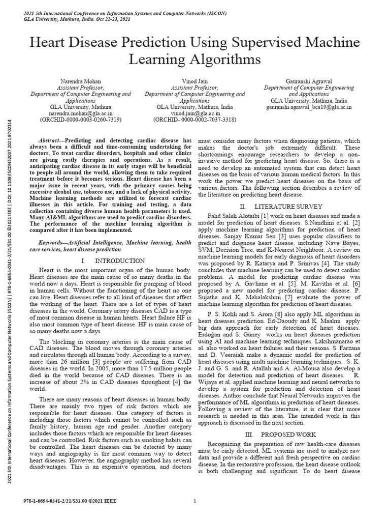 Heart Disease Prediction Using Supervised Machine Learning Algorithms ...