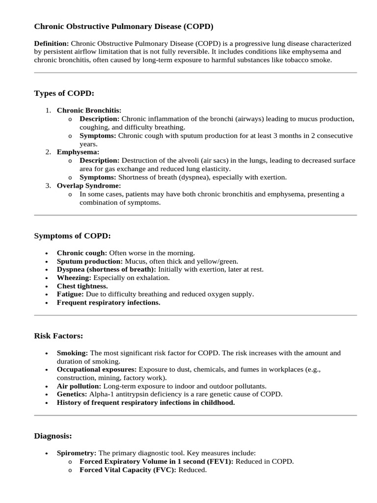 Chronic Obstructive Pulmonary Disease Note | PDF | Chronic Obstructive ...