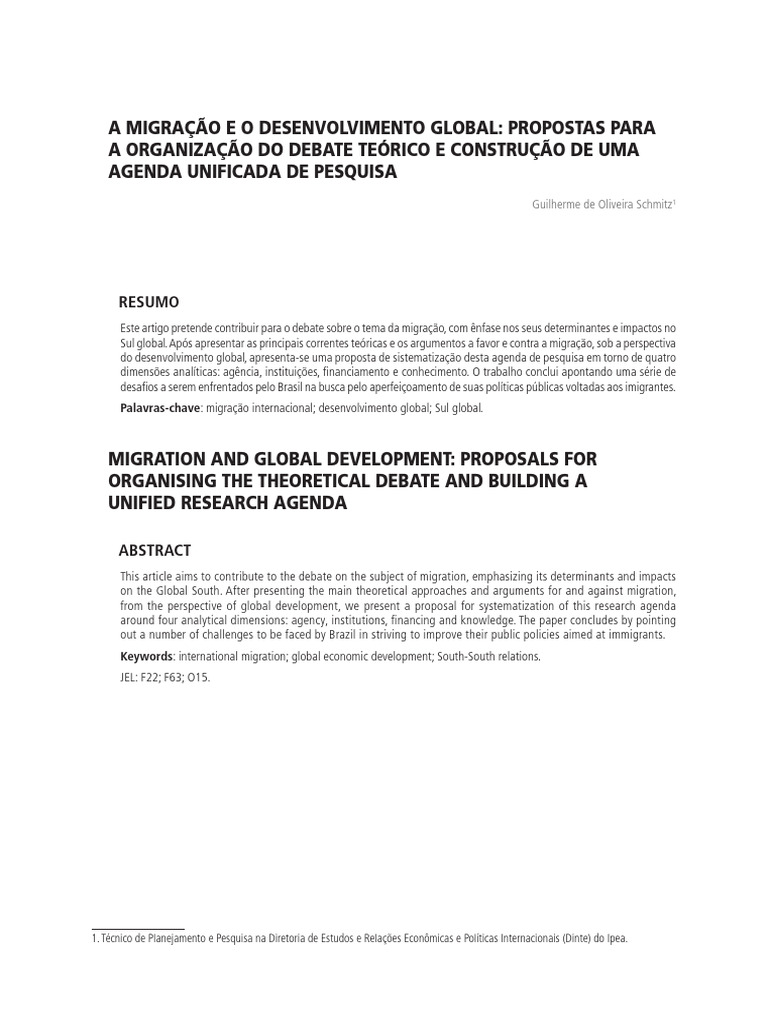 Migração e Desenvolvimento no Sul Global | PDF | Imigração | Economia
