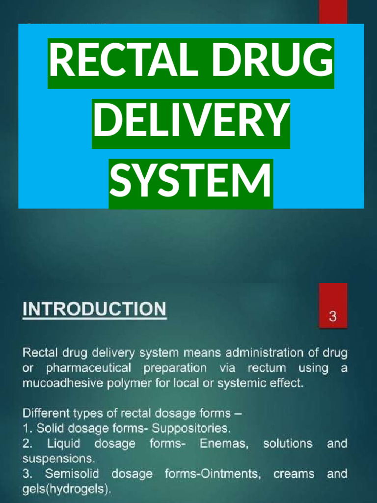 Lesson 2 Rectal Drug Delivery System | PDF