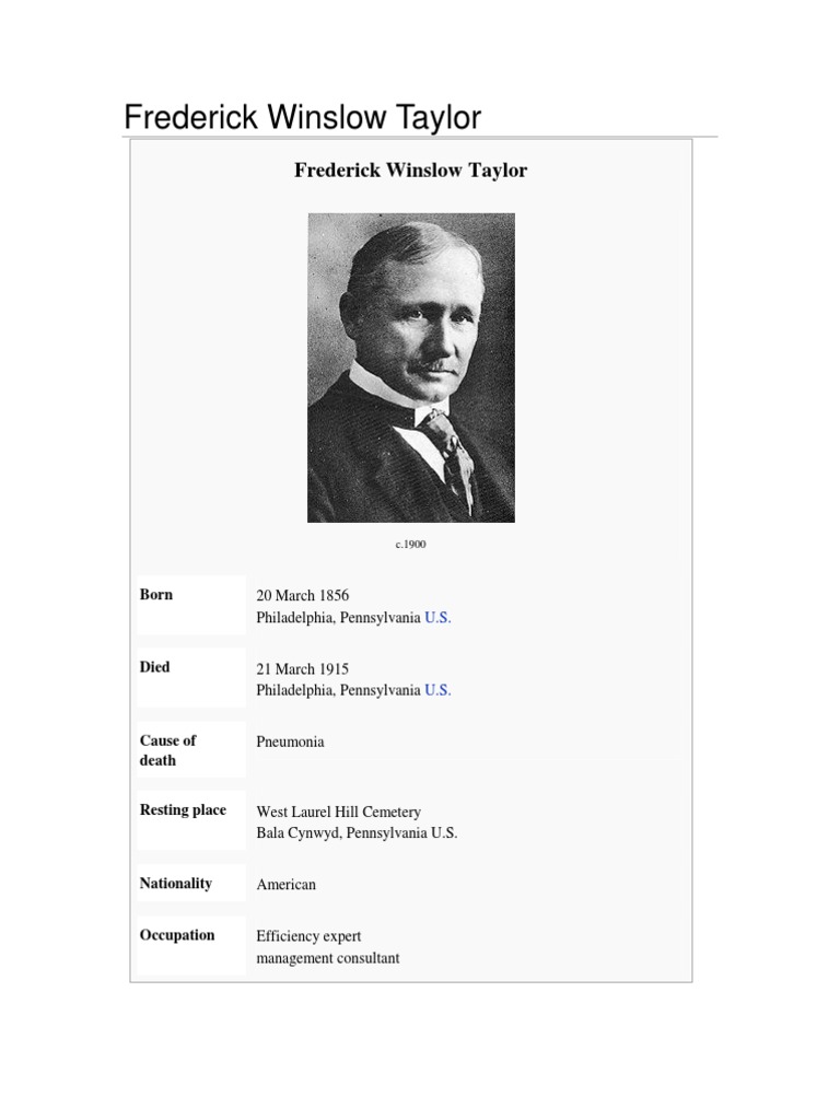 Frederick Winslow Taylor: Pioneer of Management | PDF | Business | Science