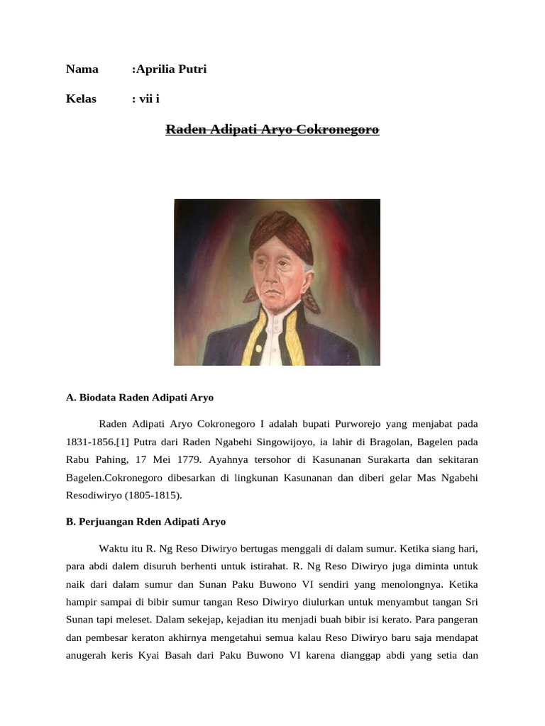 Biografi Raden Adipati Aryo | PDF | Sejarah