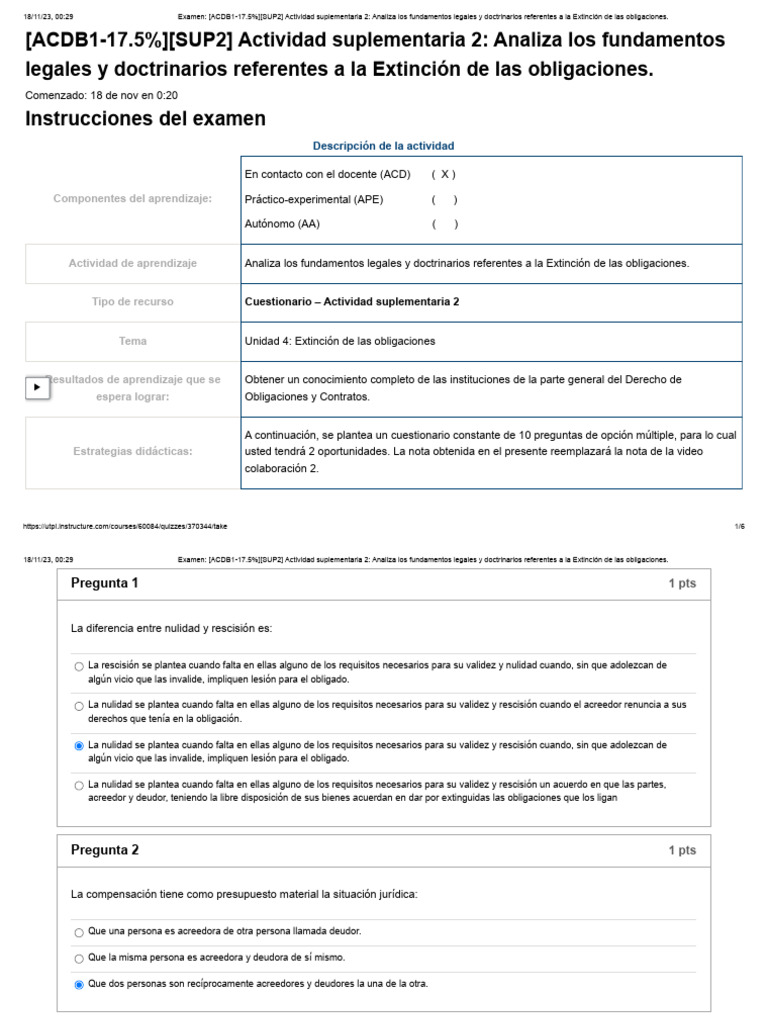 Examen - (ACDB1-17.5%) (SUP2) Actividad Suplementaria 2 - Analiza Los Fundamentos Legales y ...