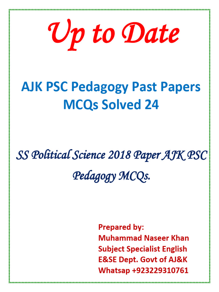 AJK PSC Pedagogy PP 24 | PDF | Curriculum | Learning