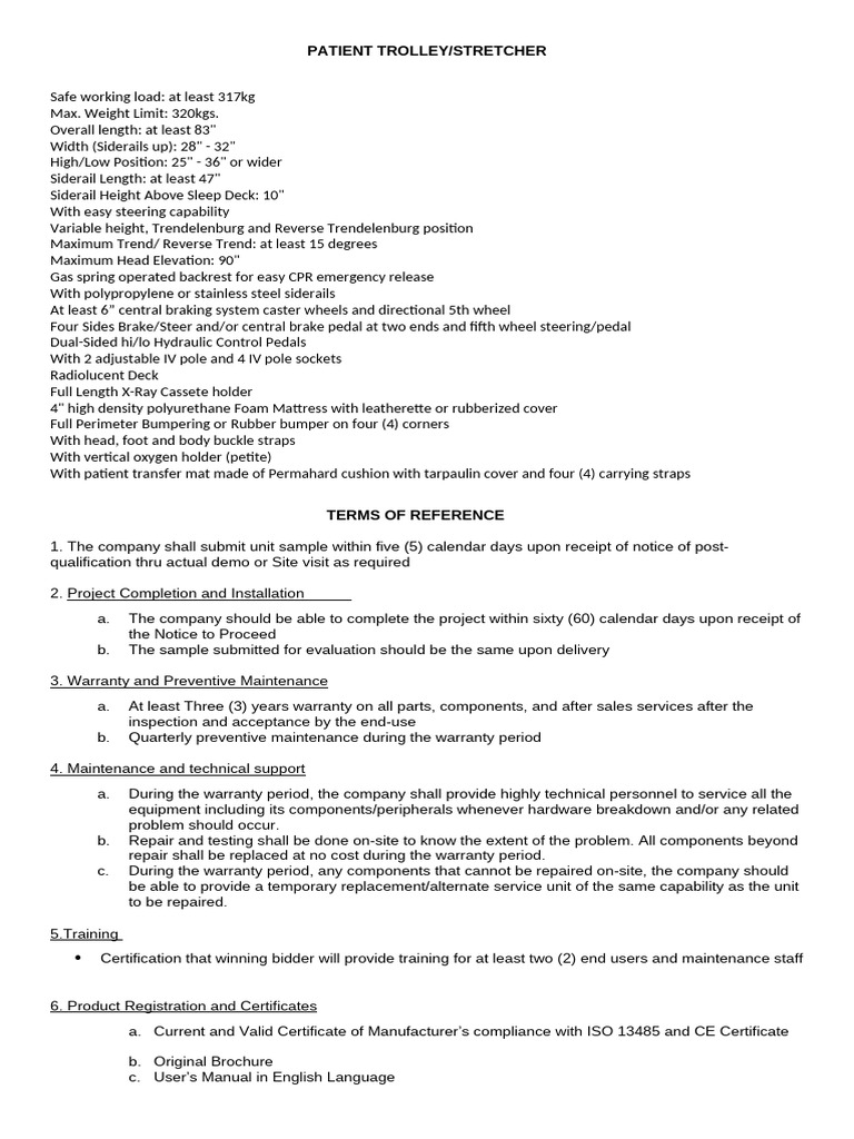 PATIENT TROLLEY specs | PDF