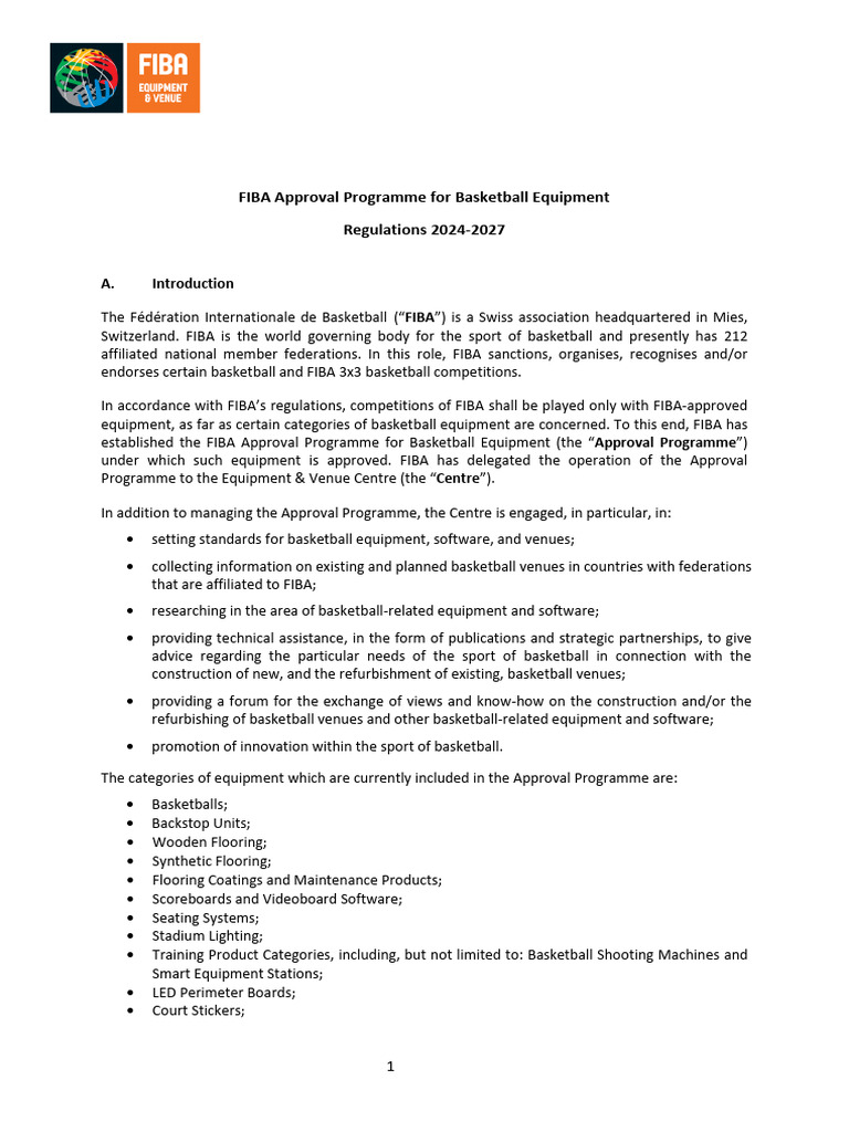 FIBA Approval Programme Regulations | PDF | Breach Of Contract | List Price