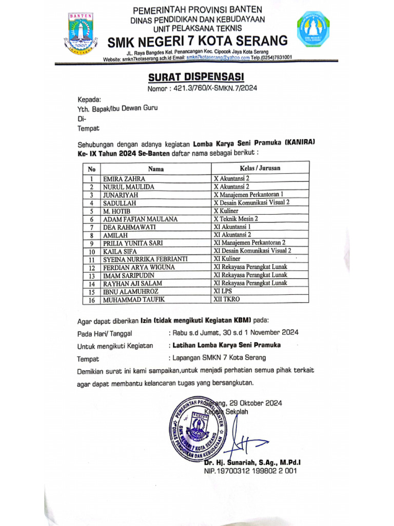 Surat Dispen | PDF