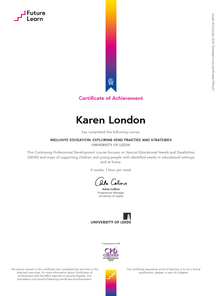 Inclusive Education Exploring Send Practice and Strategies Certificate ...